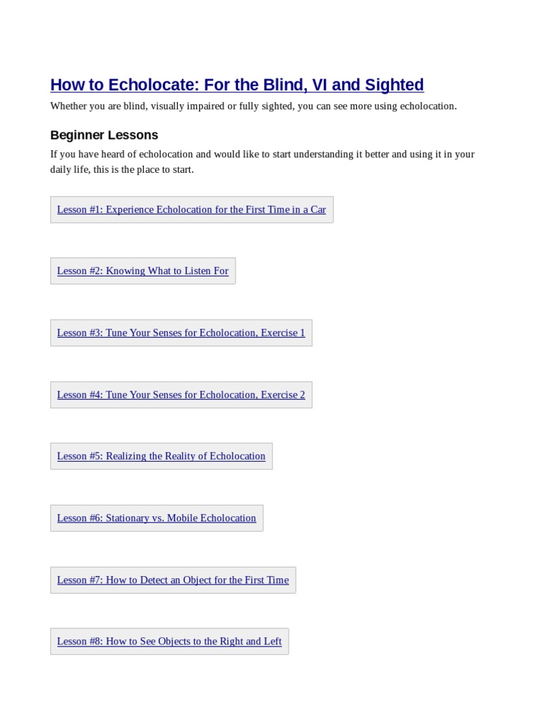 Learn Echolocation | PDF | Visual Impairment | Senses