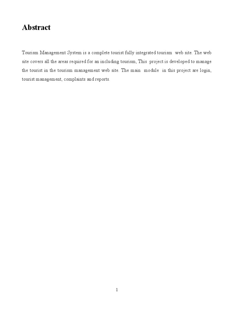 Travel and Tourism Management System Abstract | PDF | Modular ...
