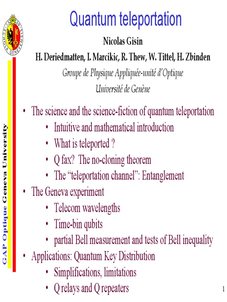 Quantum Teleportation at CERN | PDF | Quantum Entanglement | Quantum ...