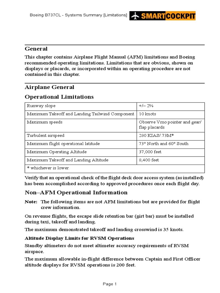 B737CL Limitations | PDF | High Frequency | Spaceflight Technologies