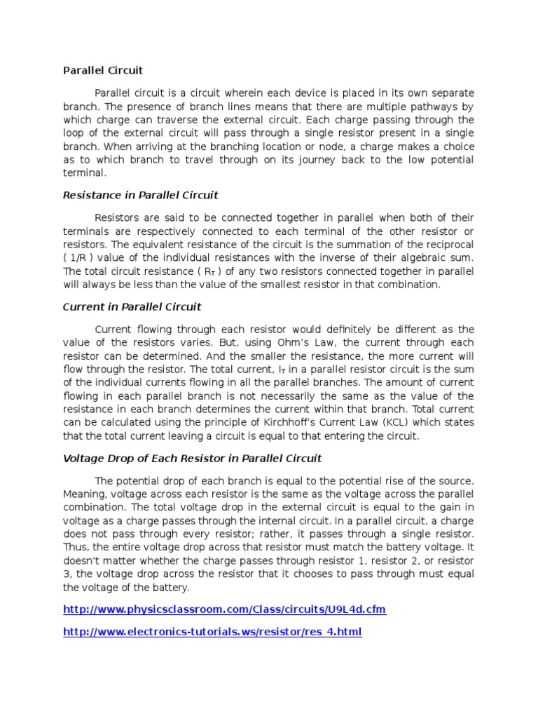 Parallel Circuit (Discussion) | PDF | Series And Parallel Circuits ...