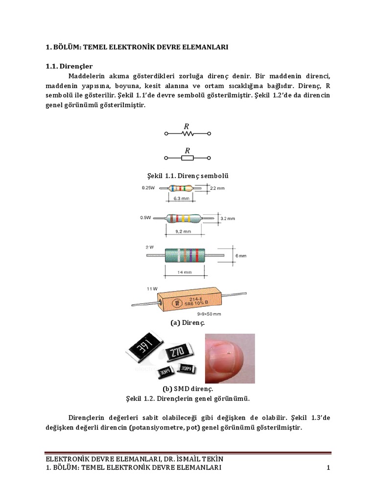 Bolum 1 - Temel Elektronik Devre Elemanları | PDF