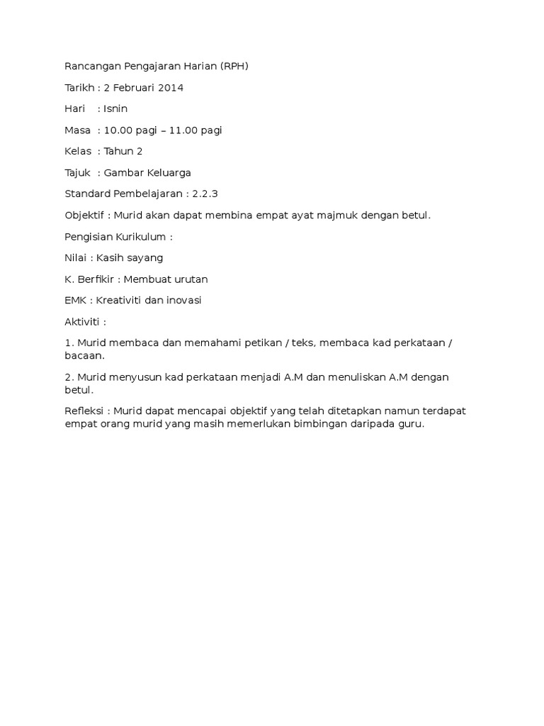 RPH BM Tahun 2 SJKC | PDF