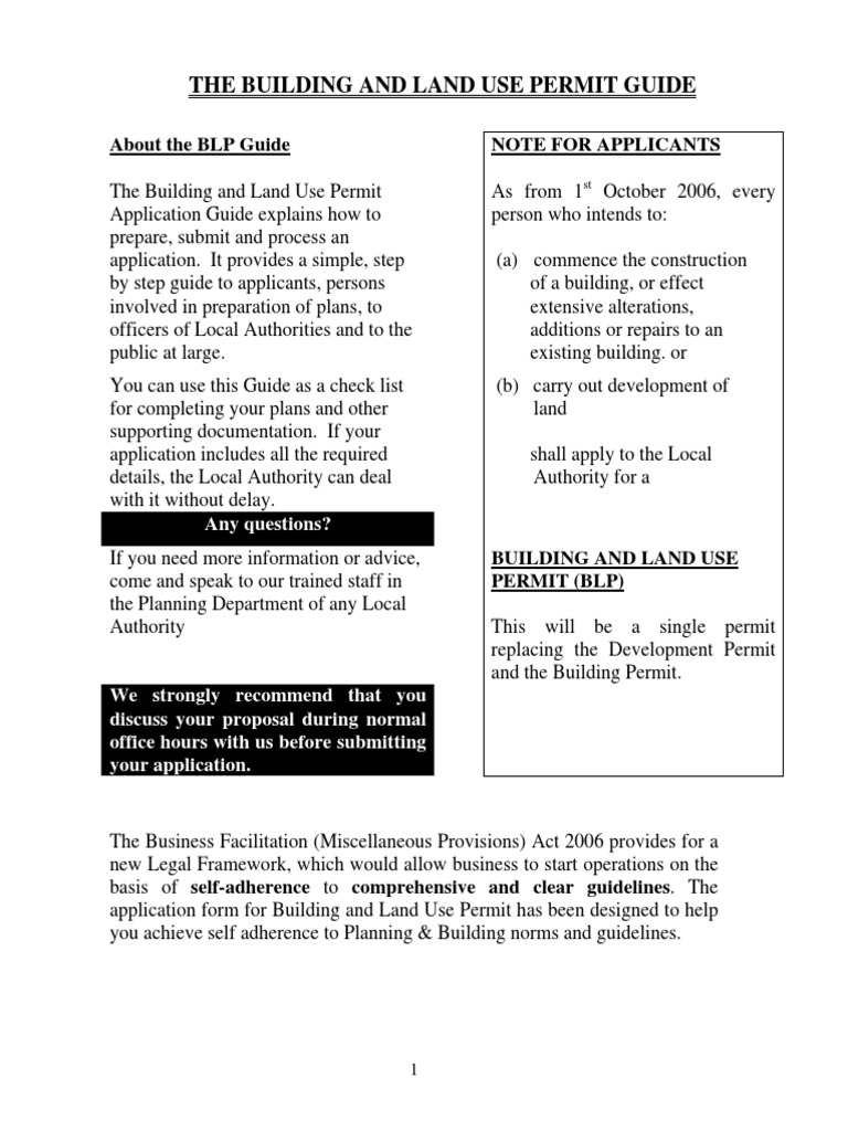 The Building and Land Use Permit Guide | PDF | Cheque | Business