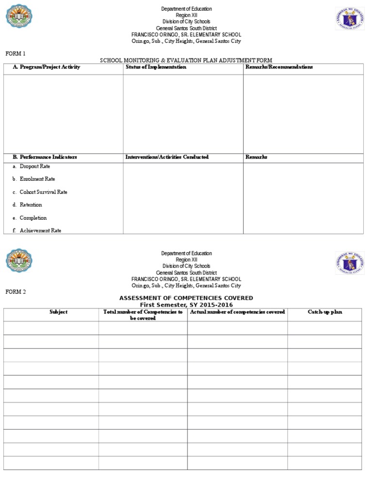 Sample Smepa Forms | PDF | Learning | Cognition