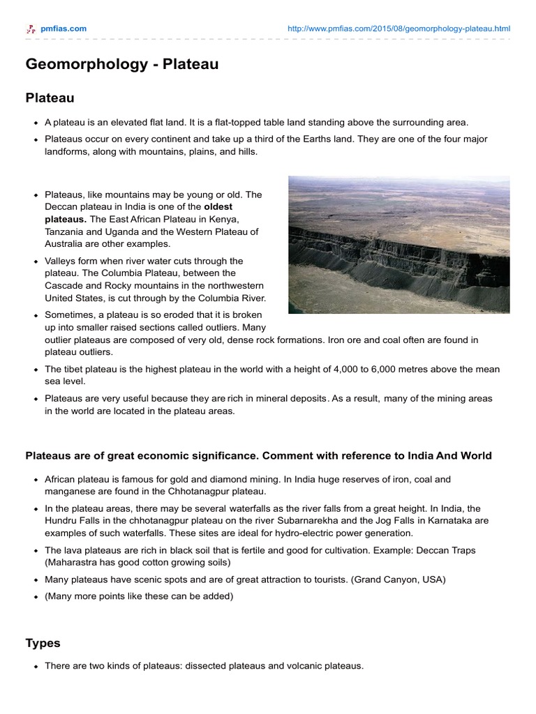 Geomorphology Plateau | Download Free PDF | Plateau | Volcano