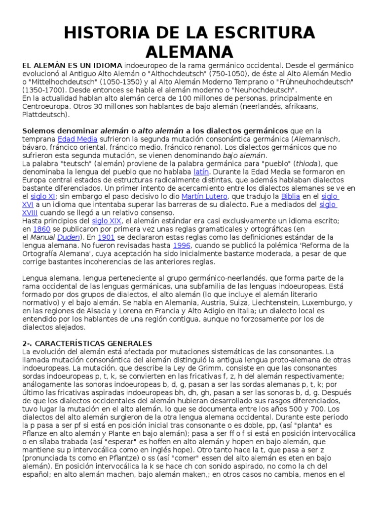 Historia de La Escritura Alemana | PDF | Idioma aleman | Vocal