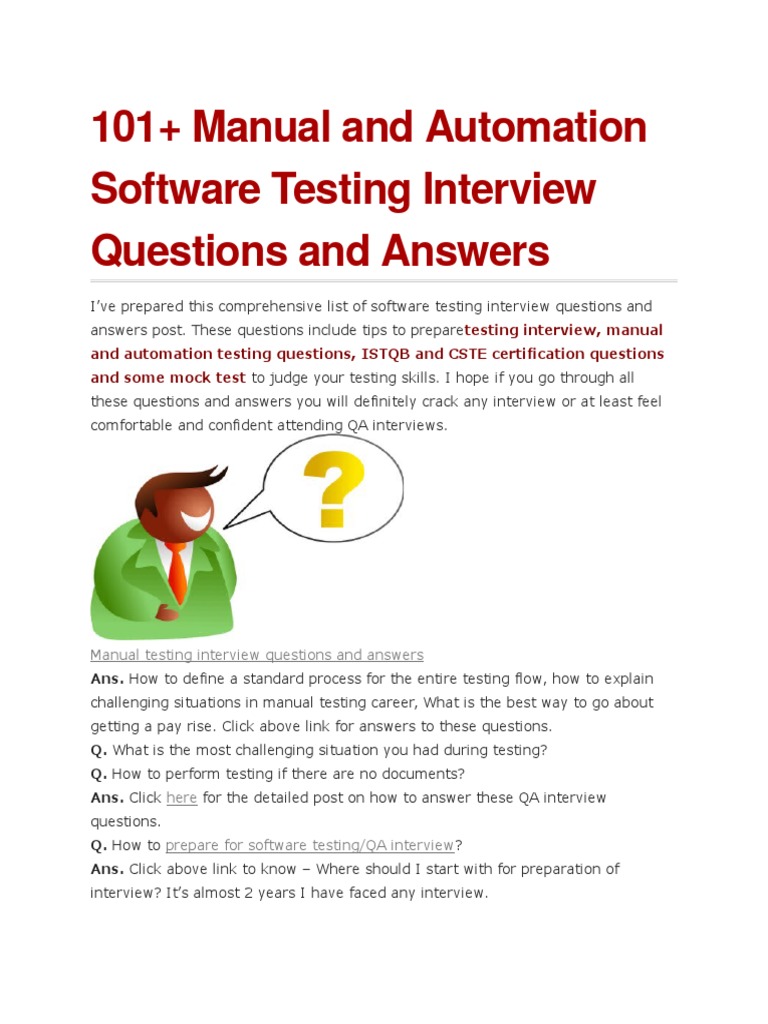 101 Manual and Automation Software Testing Interview Questions and ...