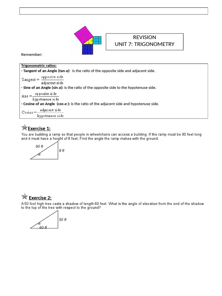 Revision Unit 7: Trigonometry: Exercise 1 | PDF | Science & Mathematics