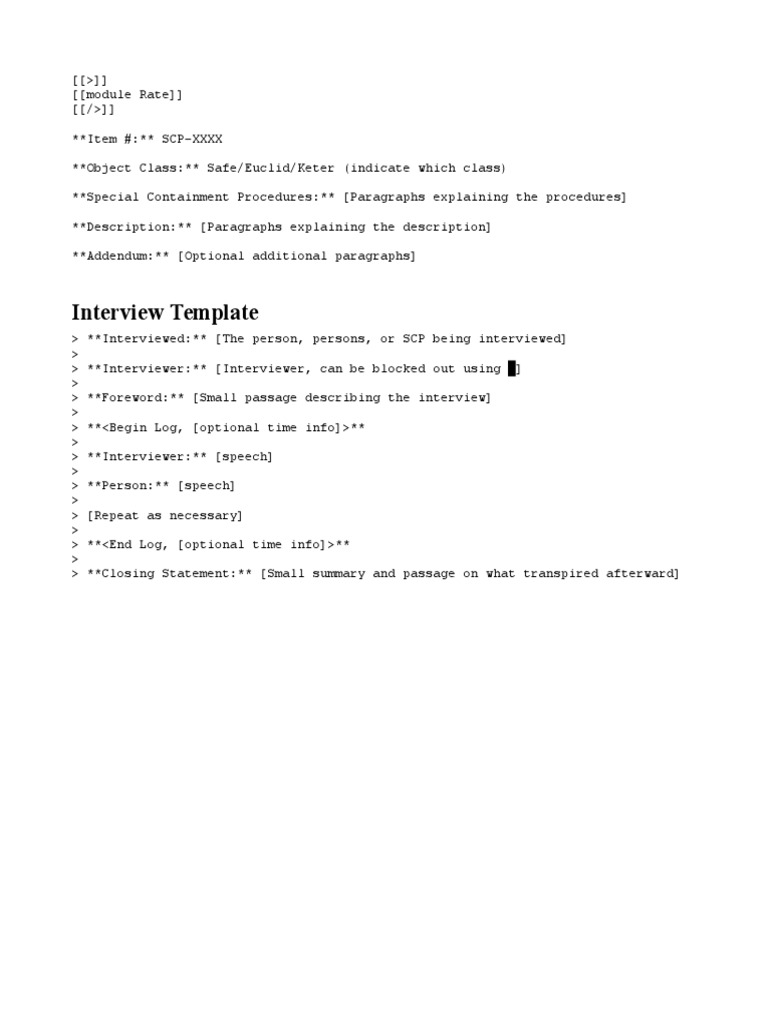 SCP Template | PDF | Computer Programming | Object Oriented Programming
