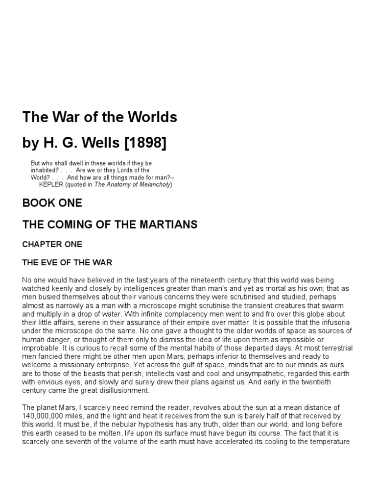 The War of The Worlds by H. G. Wells (1898) | PDF | Nature