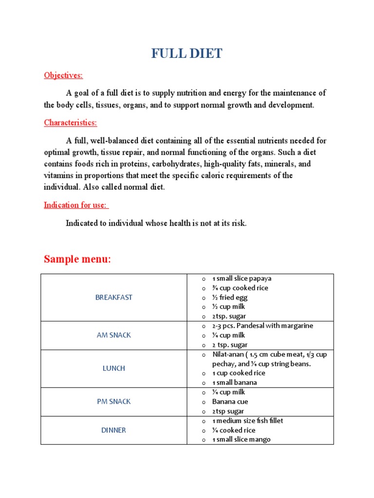Full Diet | PDF