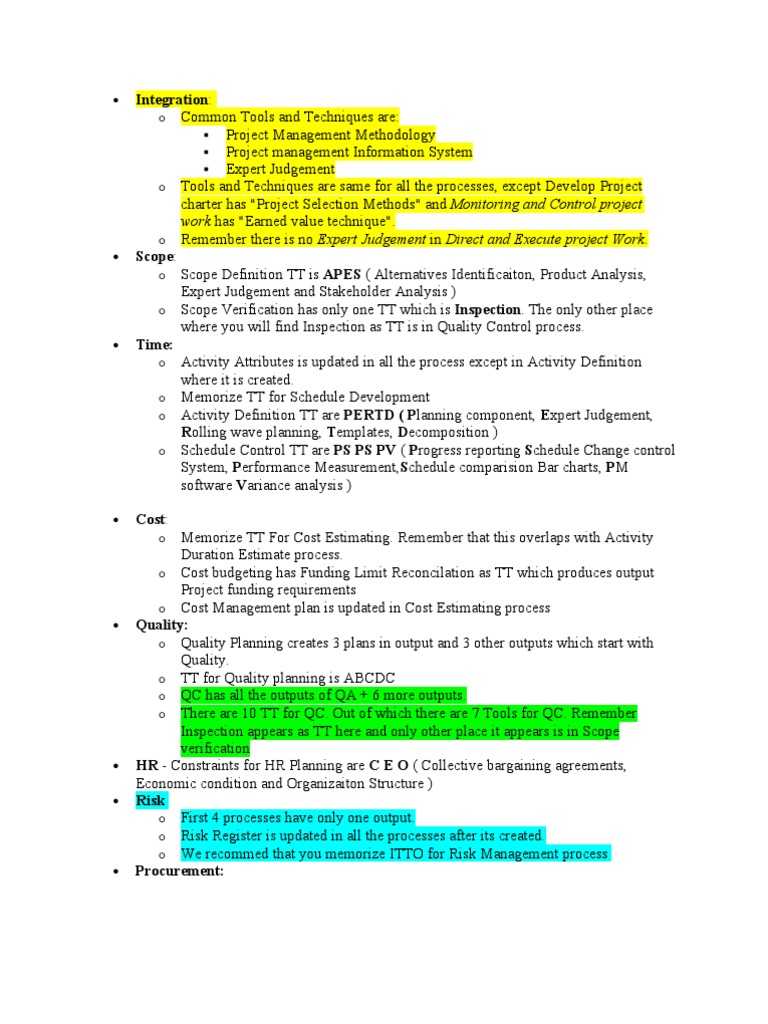 Memorizing ITTO | PDF | Project Management | Business