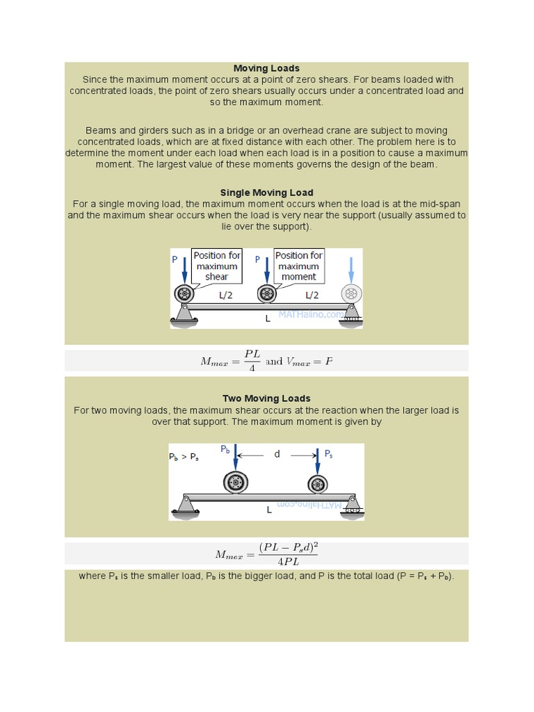 Moving Loads (ILD) | PDF | Beam (Structure) | Bending