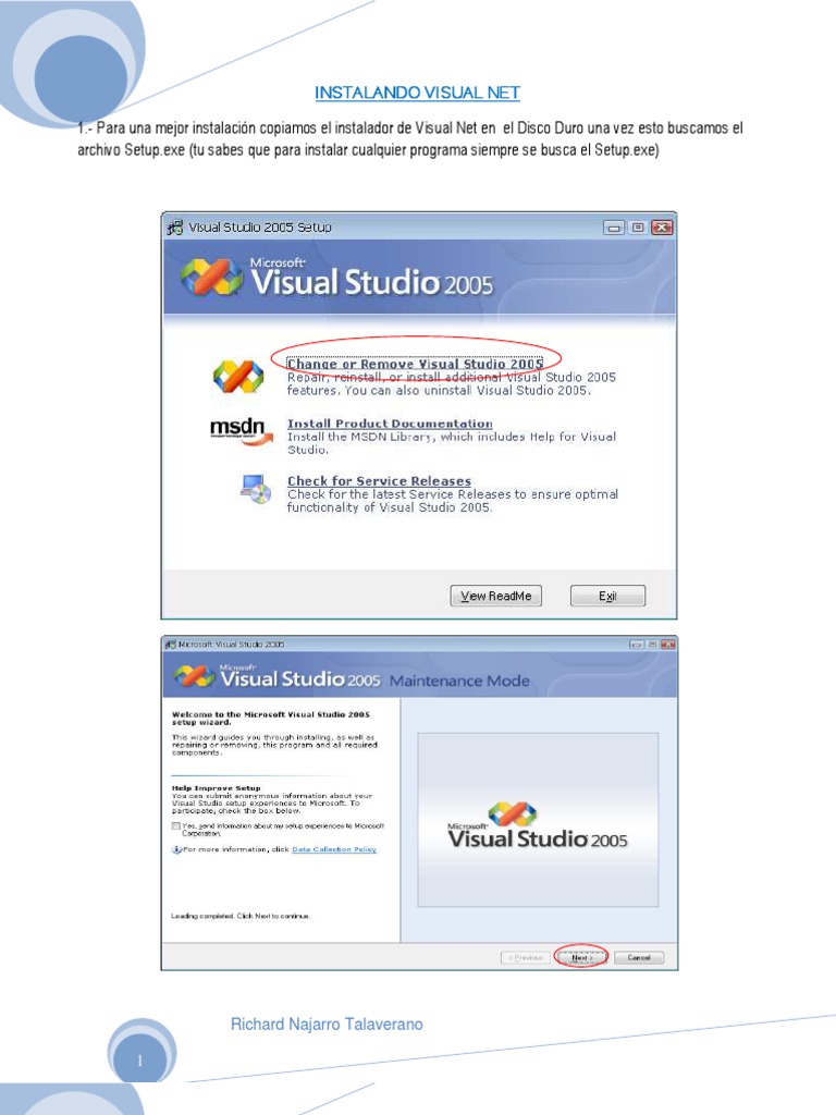 Instalacion Visual Studio 2005 | PDF | Informática