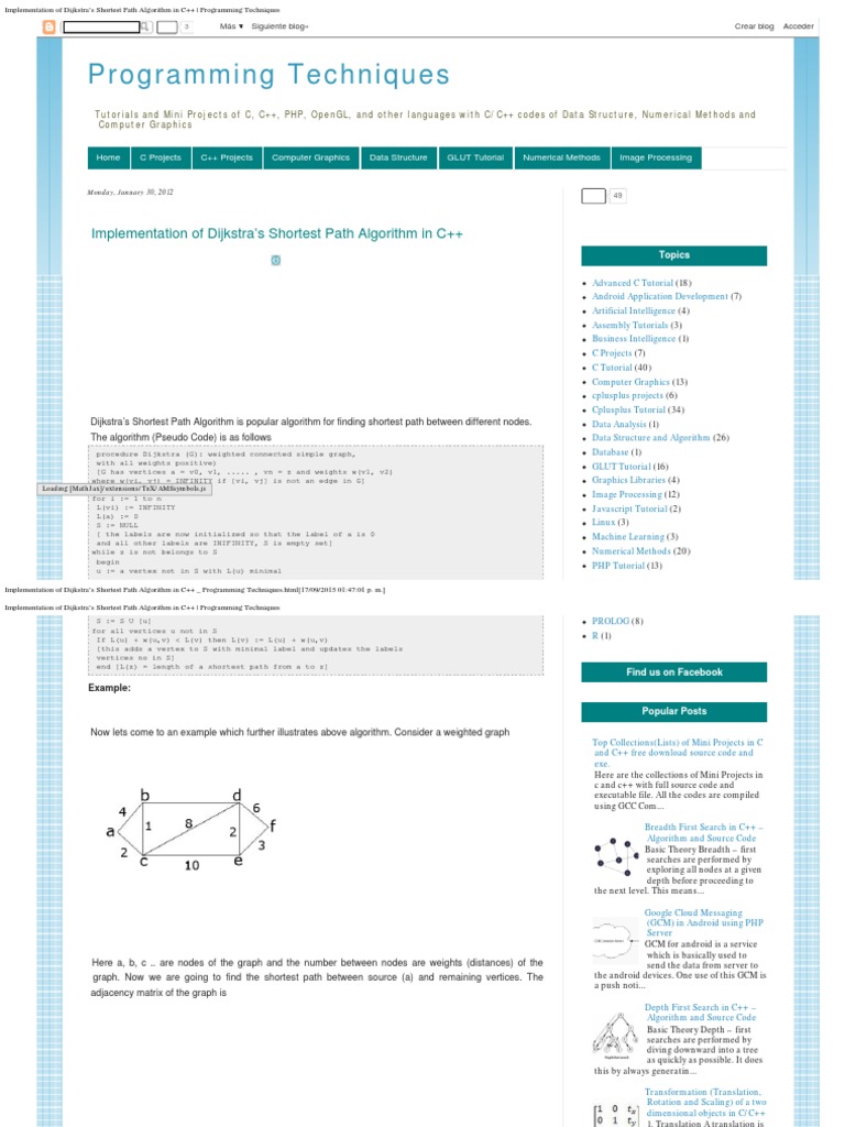 Implementation of Dijkstra's Shortest Path Algorithm in C++ ...