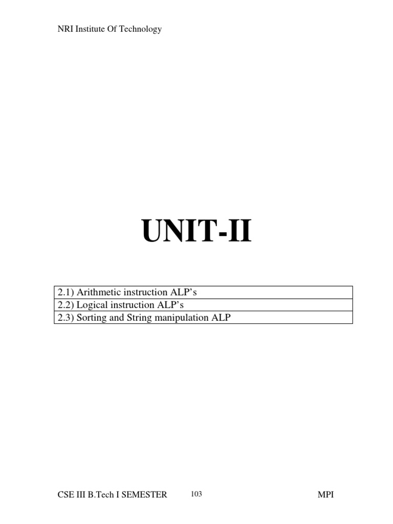 3 1 Cse Mpi Unit 2 | PDF | Assembly Language | Instruction Set