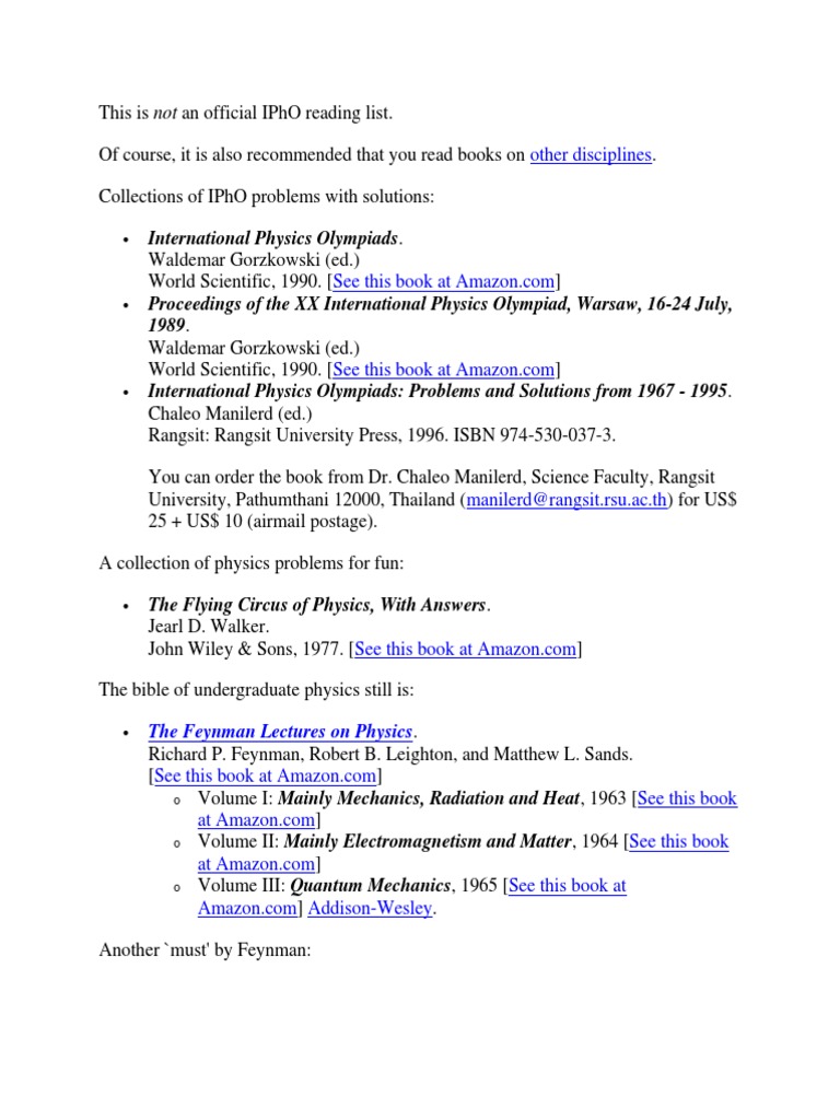 Physics Olympiad Books | PDF | Physics | Theoretical Physics