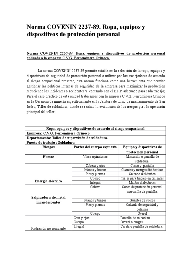 Covenin 2237-89 Analisis | PDF