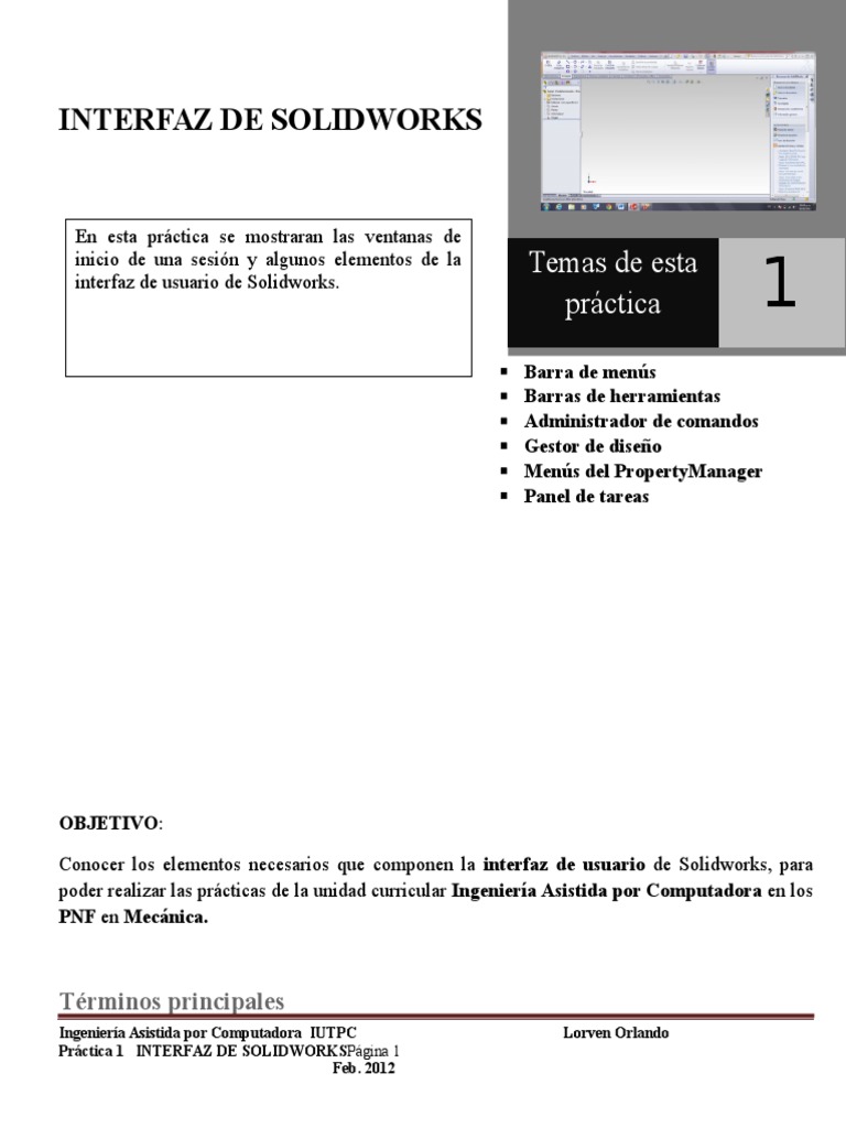 Interfaz de SolidWorks: Elementos Clave | PDF | Ventana (informática ...
