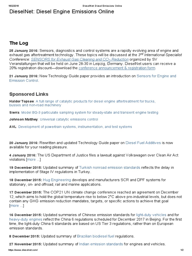 DieselNet - Diesel Emissions Online | PDF | Emission Standard ...
