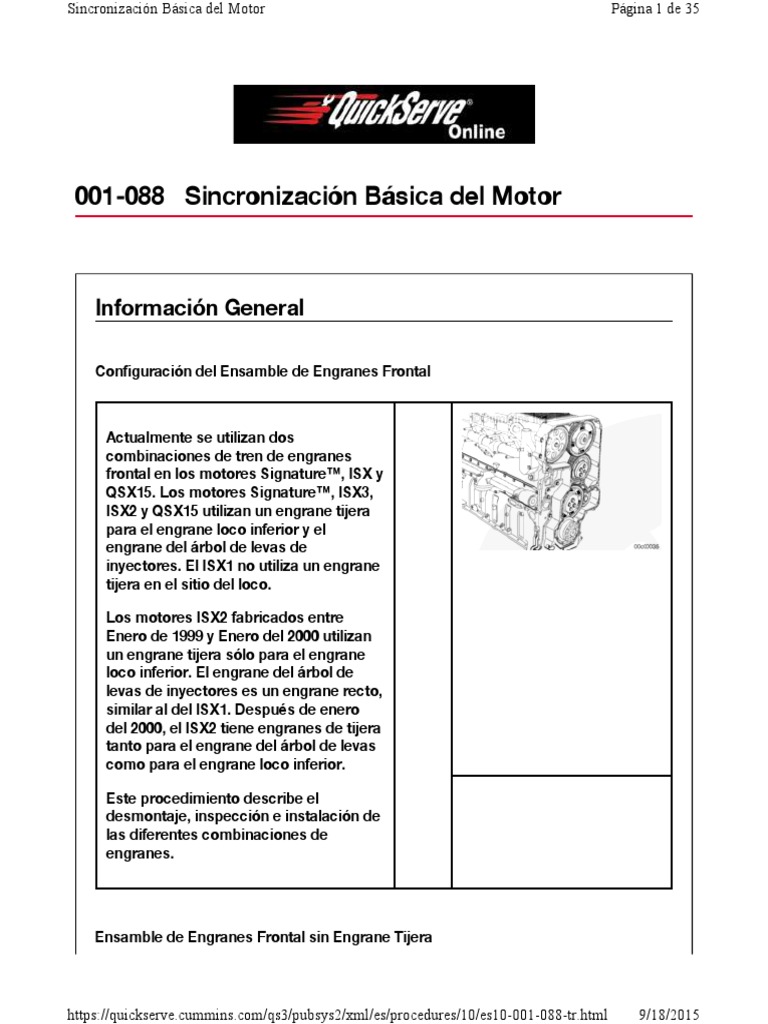 Sincronización Básica Del Motor | PDF | Engranaje | Tornillo