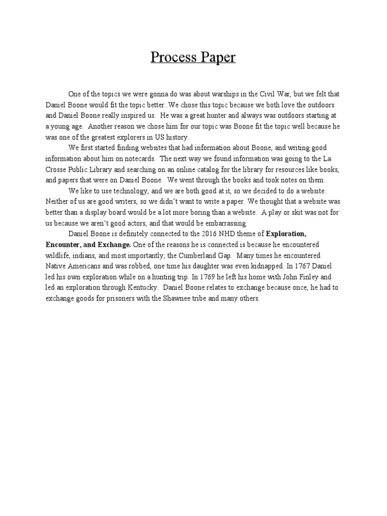 Process Paper: Exploration, Encounter, and Exchange | PDF