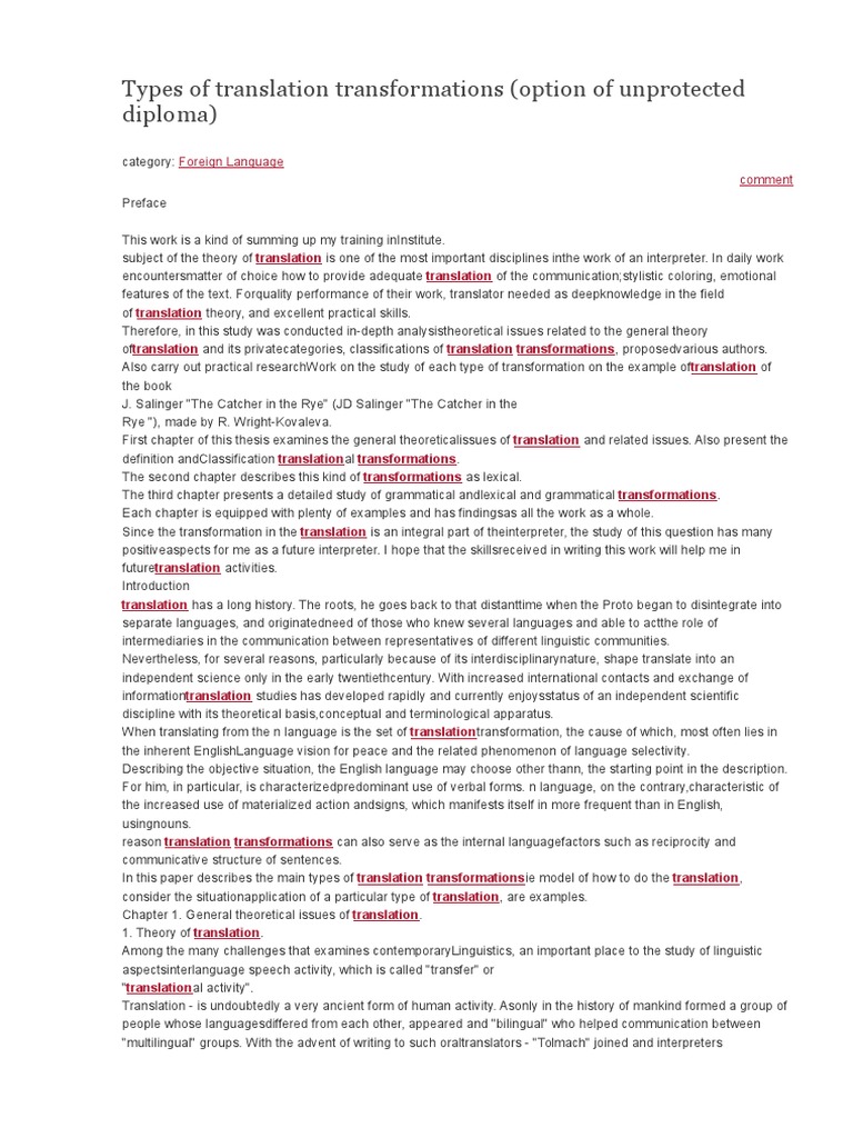 Types of Translation Transformations | PDF | Verb | Translations