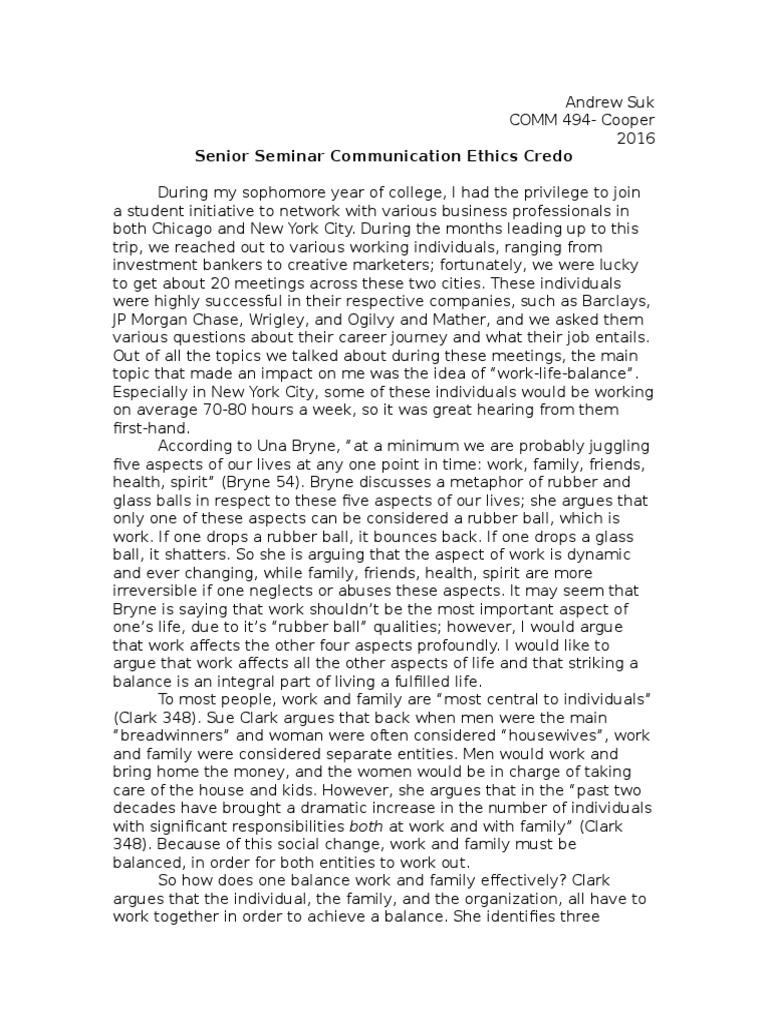 Credo Statement | PDF | Work–Life Balance | Labour