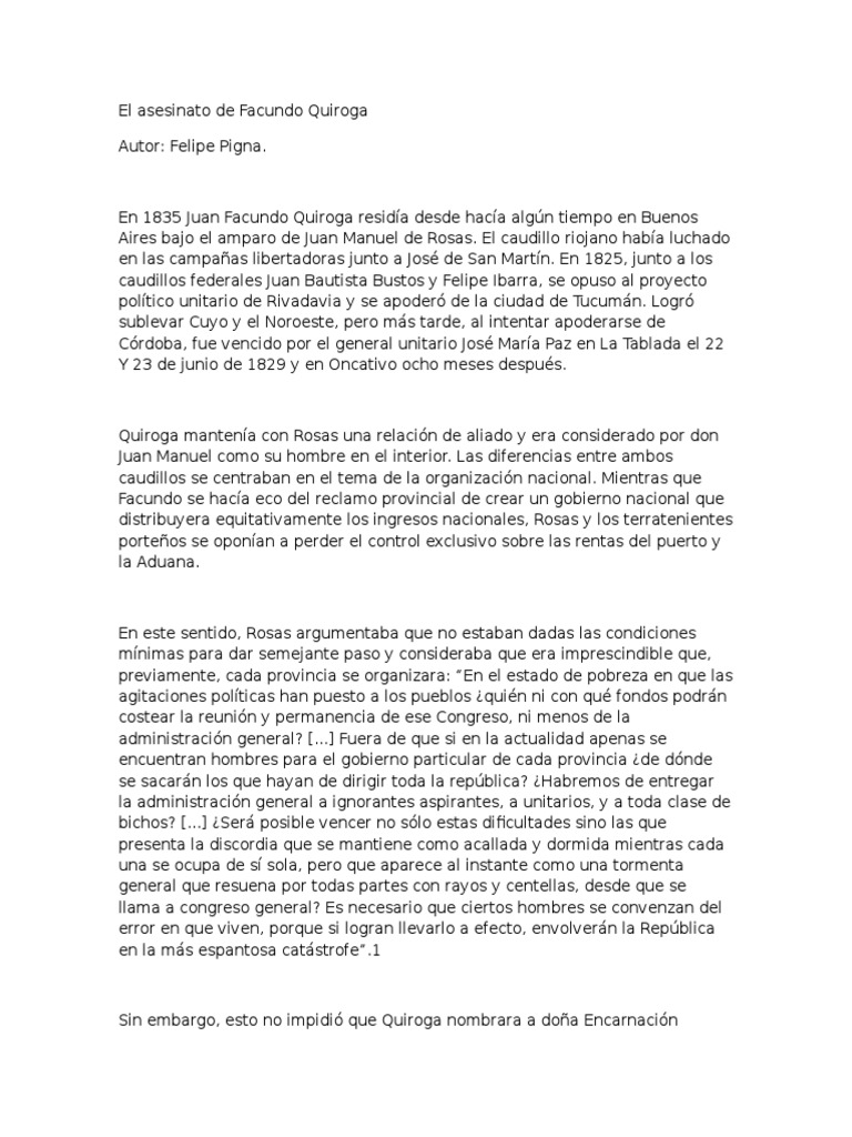 El Asesinato de Facundo Quiroga | PDF | Argentina | América del Sur