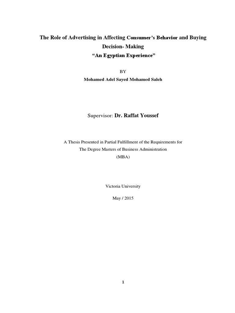 Thesis M.adel-2 | PDF | Consumer Behaviour | Behavior
