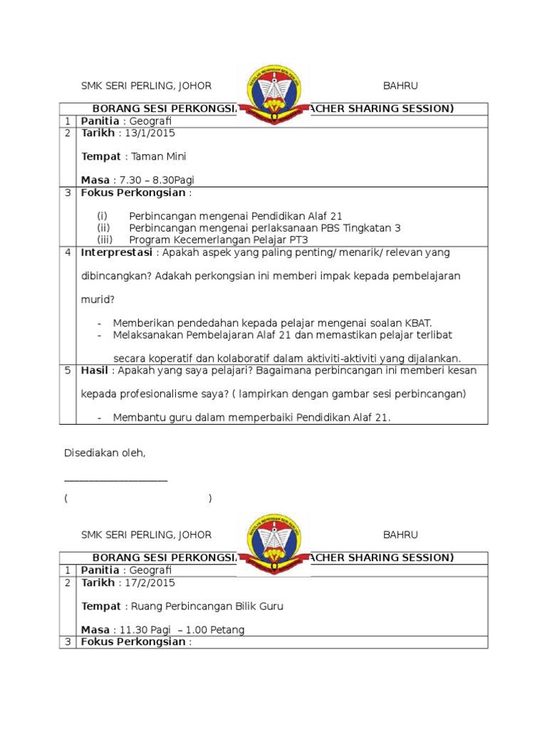 Laporan PLC 1 Dan 2 (Teacher Sharing Session) | PDF