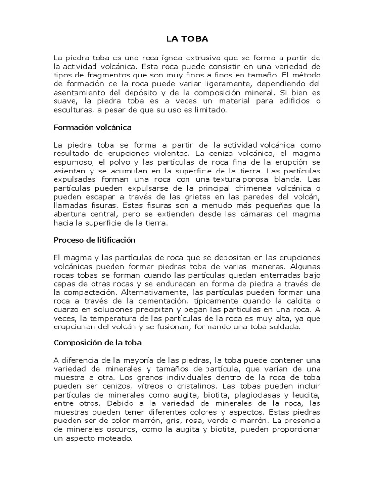 La Toba | PDF | Roca (geología) | Volcán