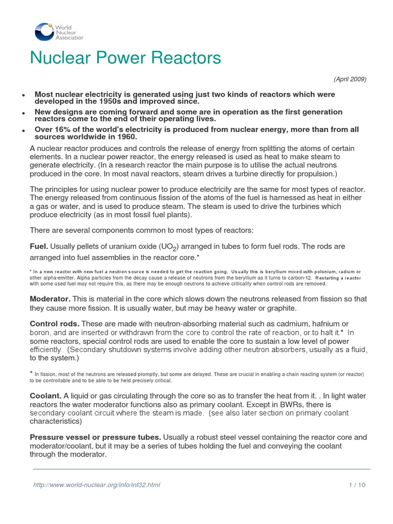 Nuclear Power Reactors | PDF | Nuclear Reactor | Pressurized Water Reactor