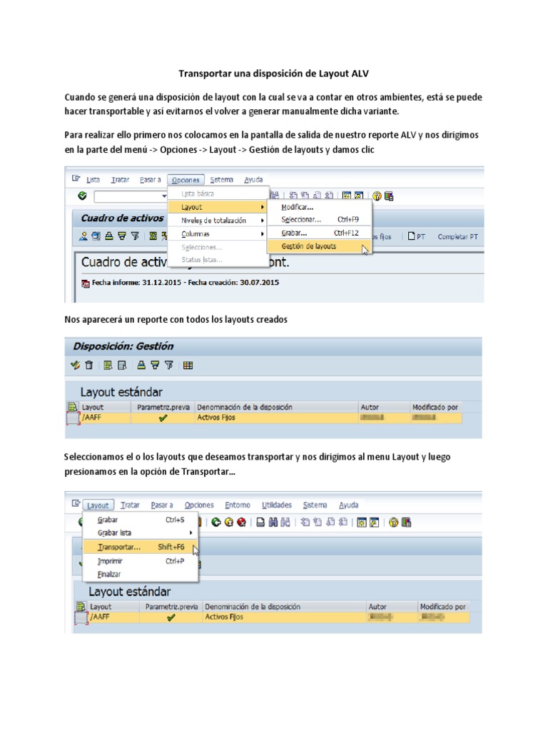 Transportar Una Disposición de Layout ALV | PDF