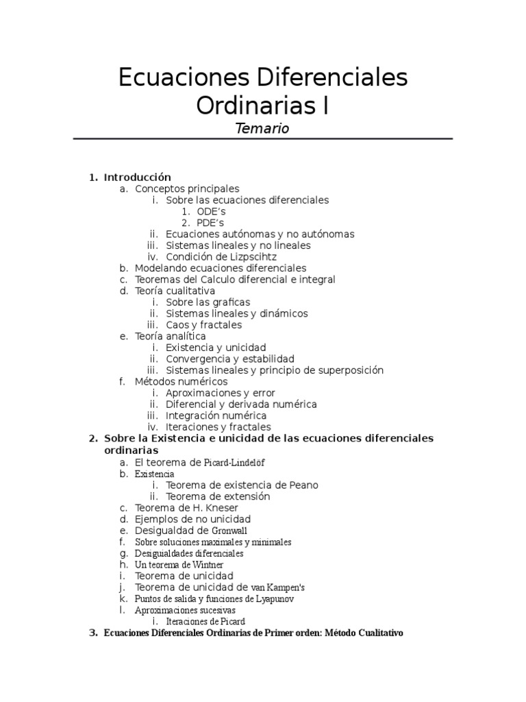 Ecuaciones Diferenciales Ordinarias I | PDF | Ecuaciones diferenciales ...