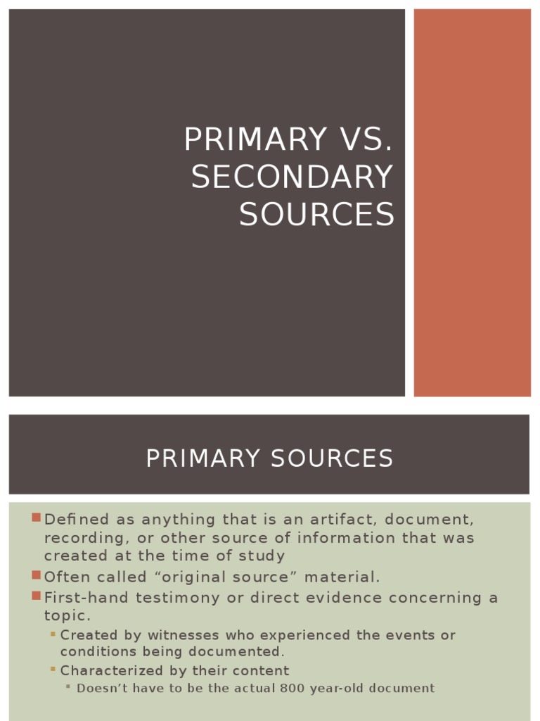1 Primary Vs Secondary Source Lesson | PDF | Primary Sources