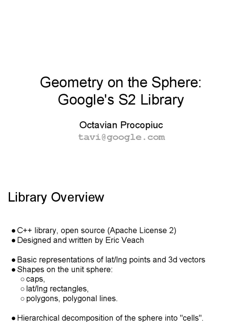 Geometry On The Sphere - Google's S2 Library | PDF | Sphere | Triangle