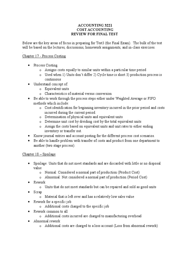 Final Exam Cost Accounting | PDF | Debits And Credits | Inventory