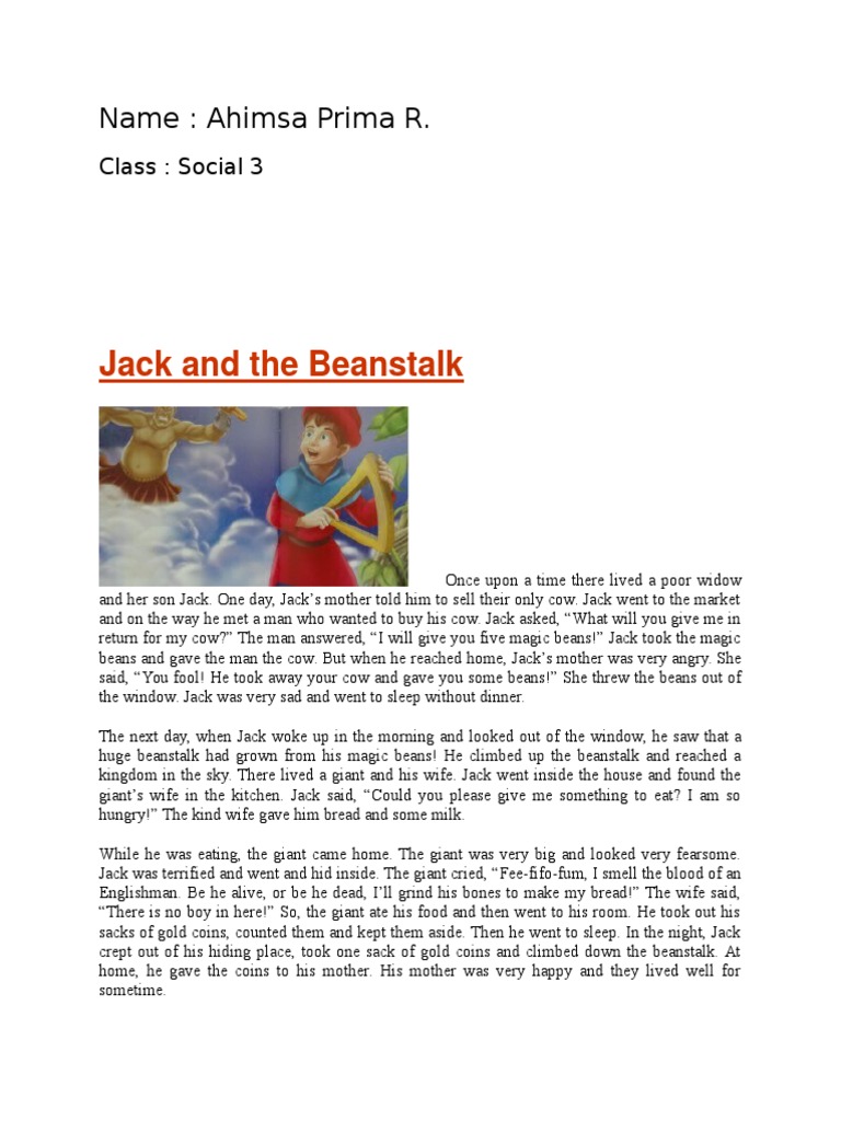 Jack and The Beanstalk | PDF | Jack And The Beanstalk