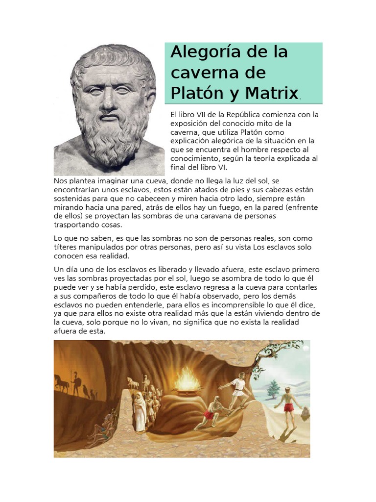 Alegoría de La Caverna Del Platón y Matrix | PDF | Platón | Conocimiento