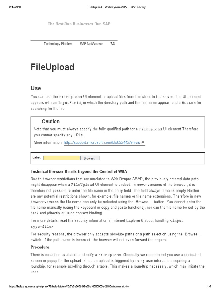 Fileupload Web Dynpro Abap Sap Library Pdf Web Browser Computer File
