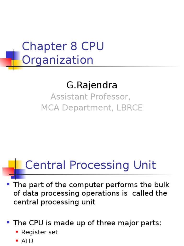 Unit IV Cpu Organization | PDF | Instruction Set | Central Processing Unit