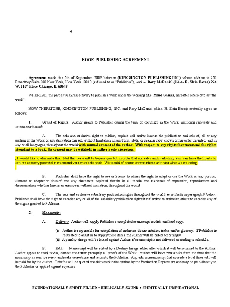 Sample Book Publishing Agreement | PDF | Royalty Payment | Publishing