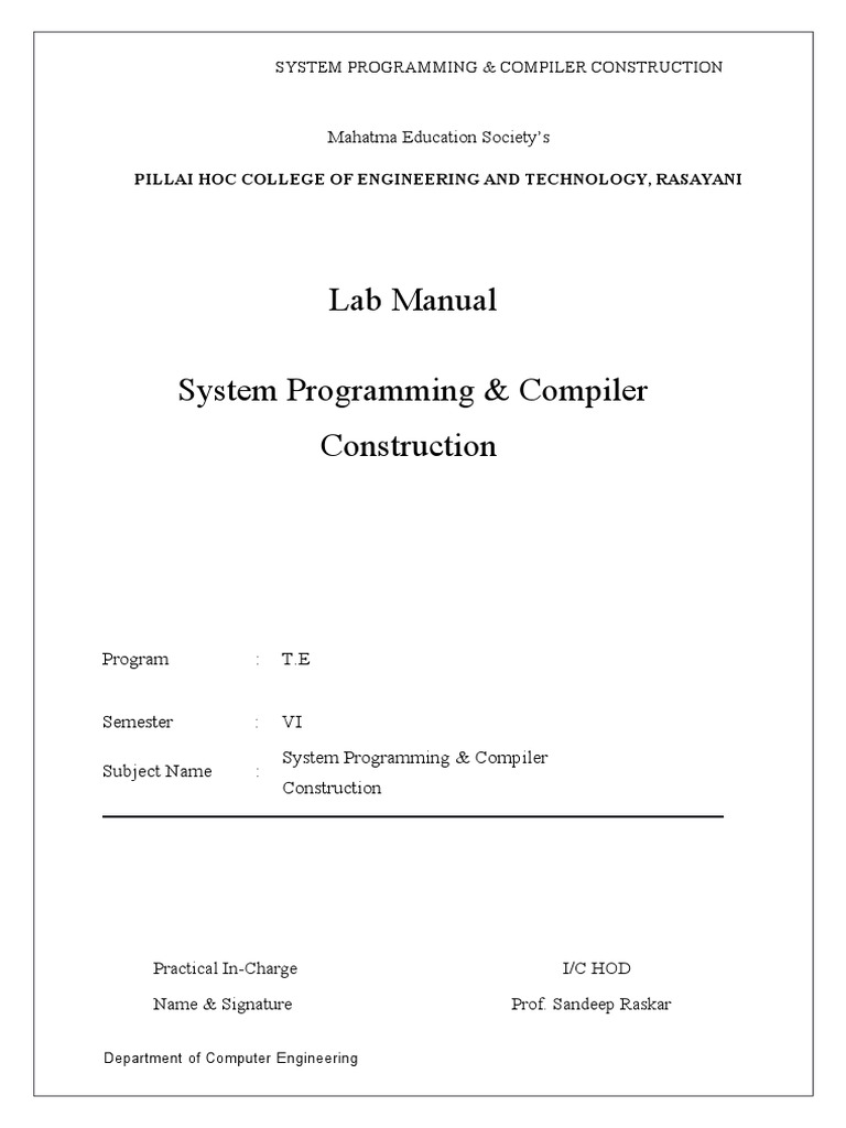 Lab Manual SPCC | PDF | Library (Computing) | Parsing