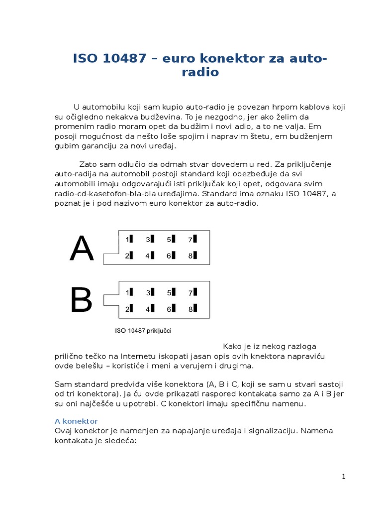 ISO 10487 - Euro Konektor Za Auto-Radio | PDF