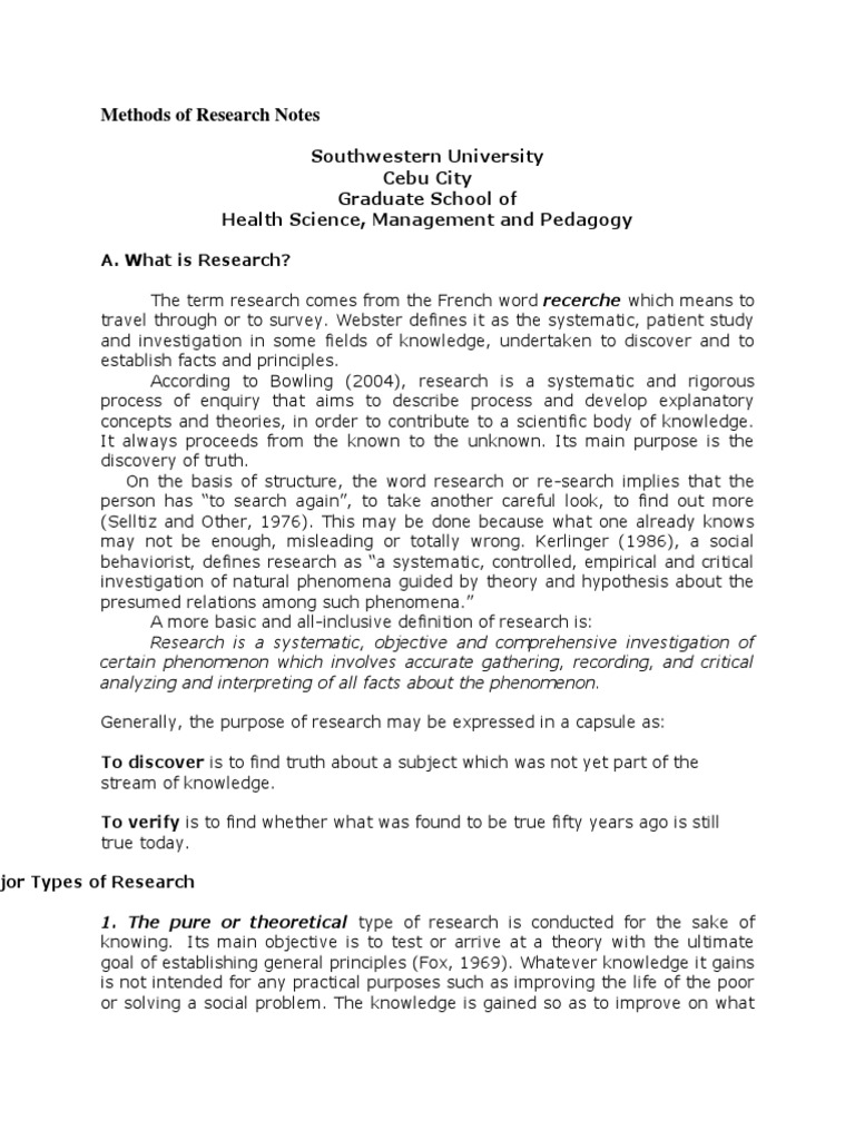 Methods of Research Notes PDF | PDF | Validity (Statistics) | Experiment