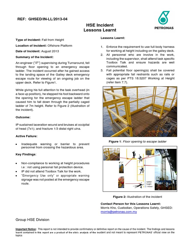 HSE Lesson Learnt Fall From Height | PDF