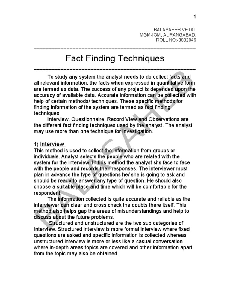 Fact Finding Techniques | PDF | Intelligence Analysis | Interview