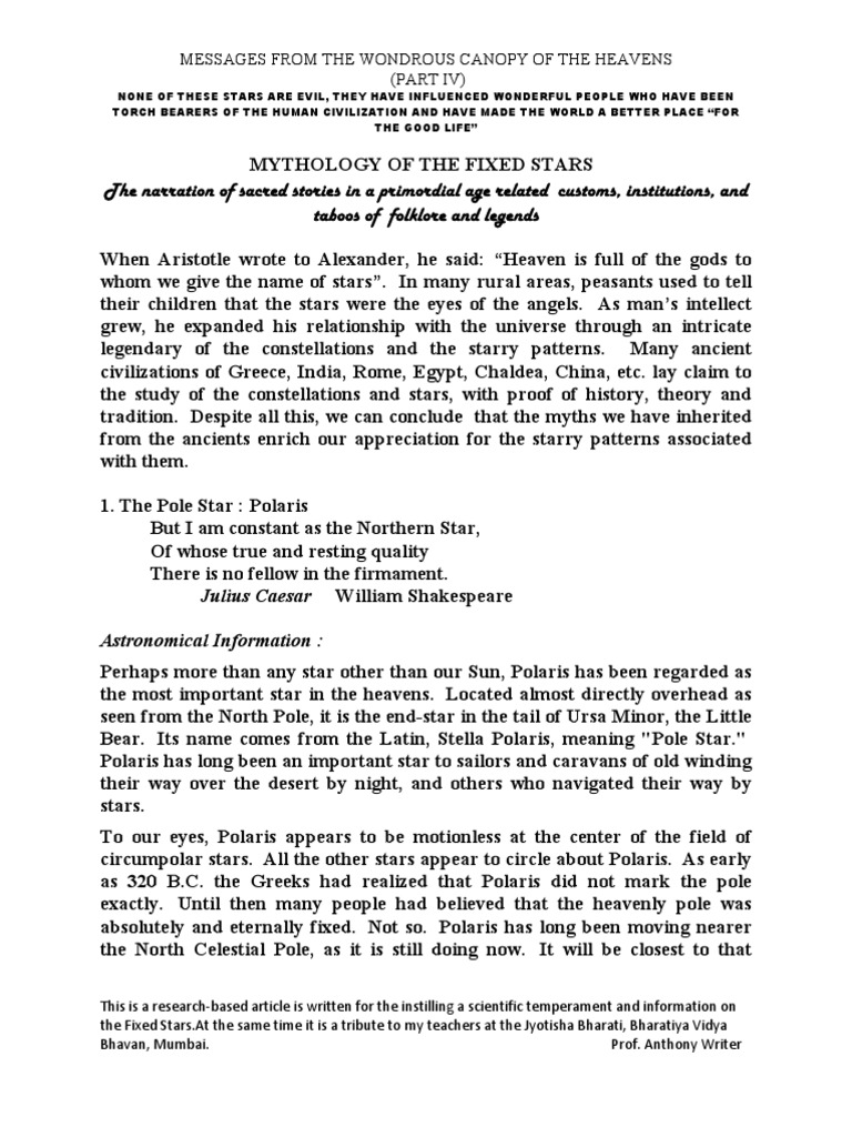 Messages From The Wondrous Canopy of The Heavens 150410 | PDF | Stellar ...